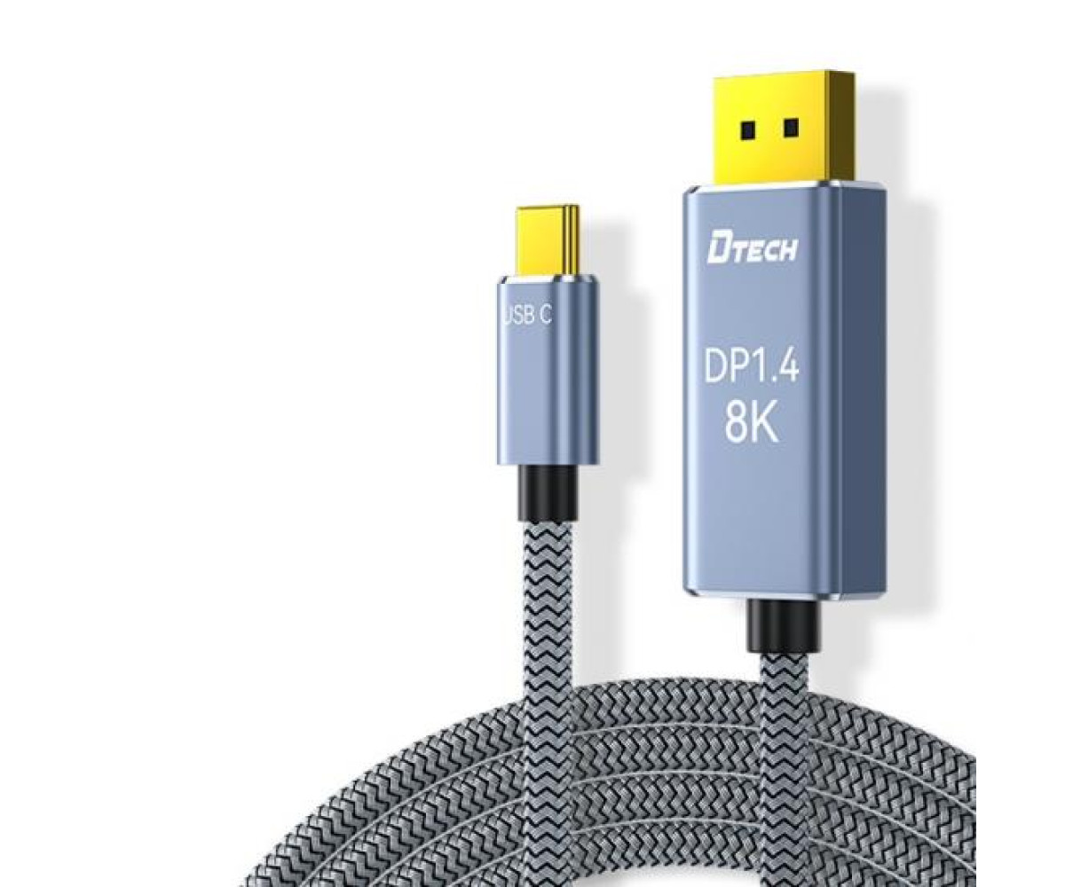 Dtech TB-2917 USB Type-C Male to DP Male 1.5 Meter Space Gray Cable